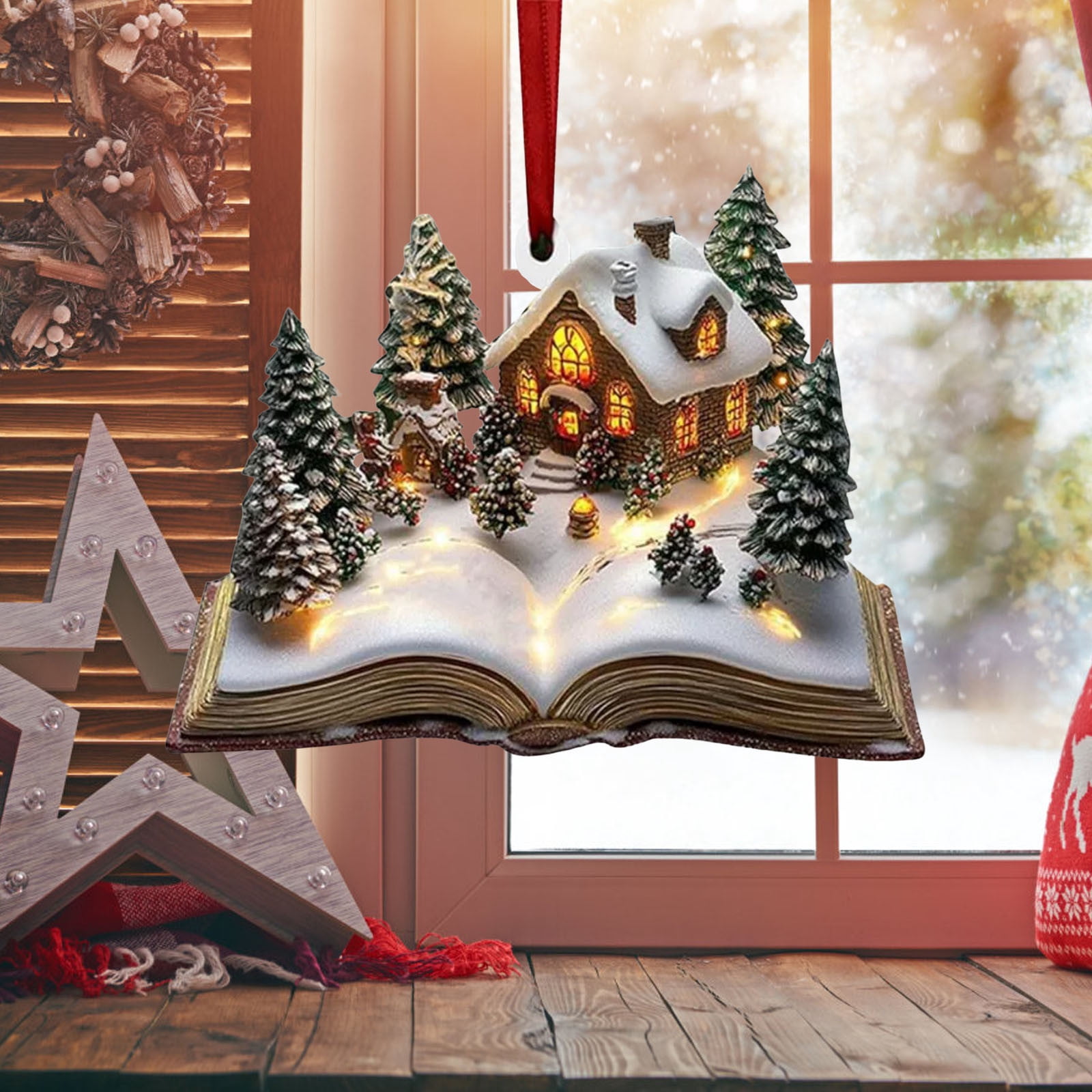 Antqov Christmas Books Ornament Mini Book Christmas Tree Ornaments 2D ...