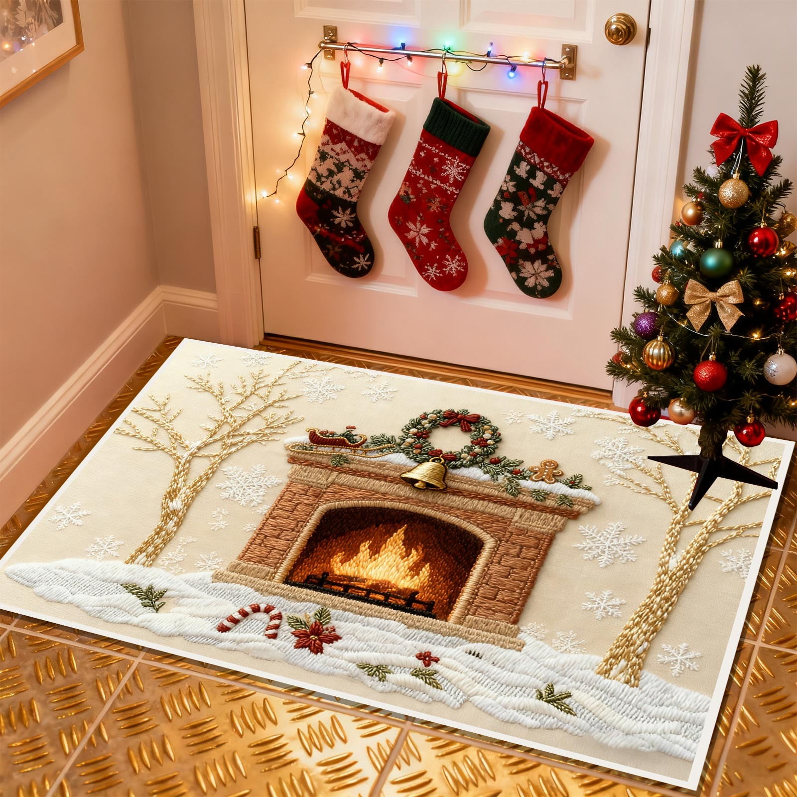 Antqov Christmas Door Mat, 16x24" Soft Floor Front Door Mat Winter Home ...
