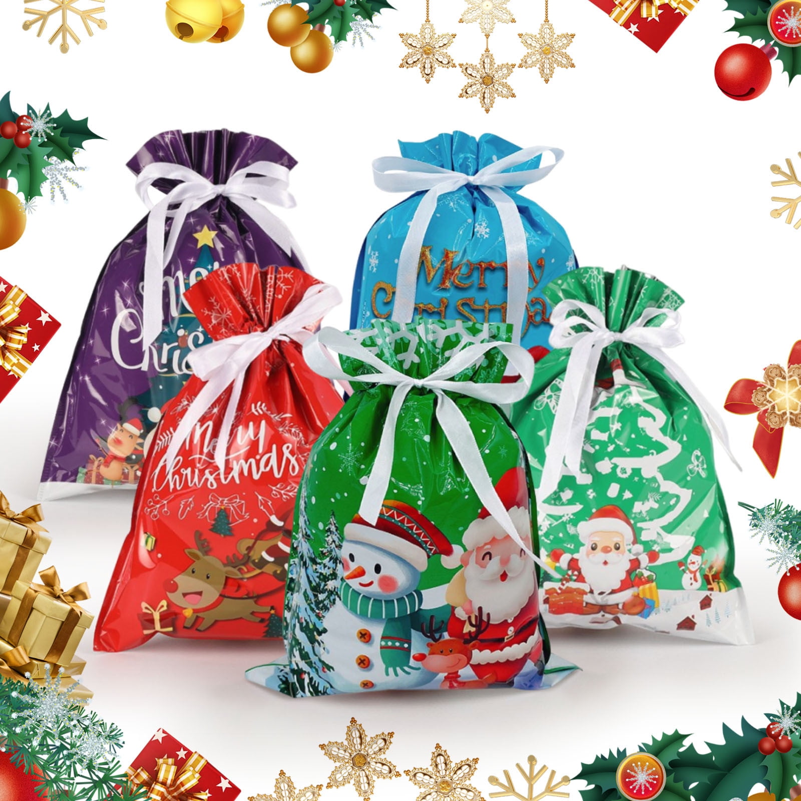 Antqov Christmas Gift Bags with Drawstring 15PCS Colorful Candy ...