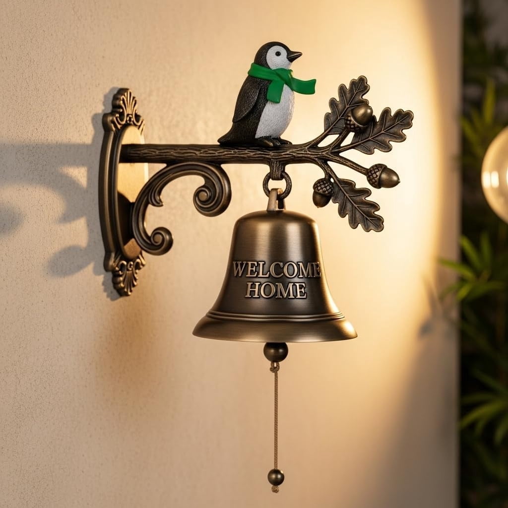 Antqov Christmas Outdoor Dinner Bell, Heavy Duty Cast Iron Doorbell ...