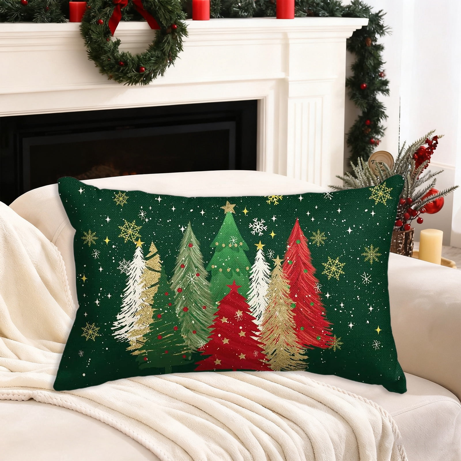Antqov Christmas Pillow Cover 12x20" Rectangle Holiday Christmas ...