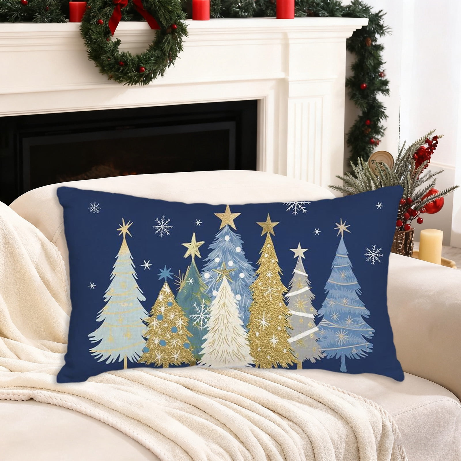 Antqov Christmas Pillow Cover 12x20" Rectangle Holiday Christmas ...