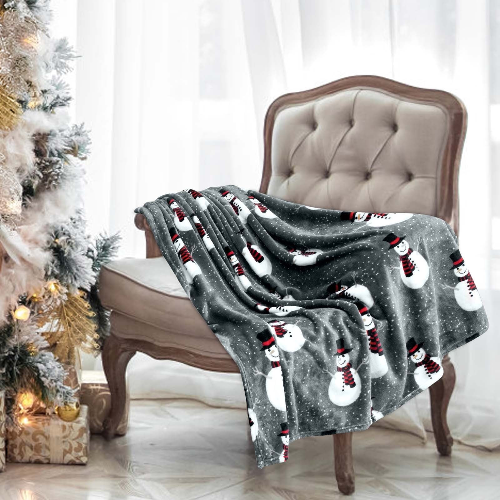 Antqov Christmas Throw Blanket Reindeer Snowflake Winter Home Decor ...