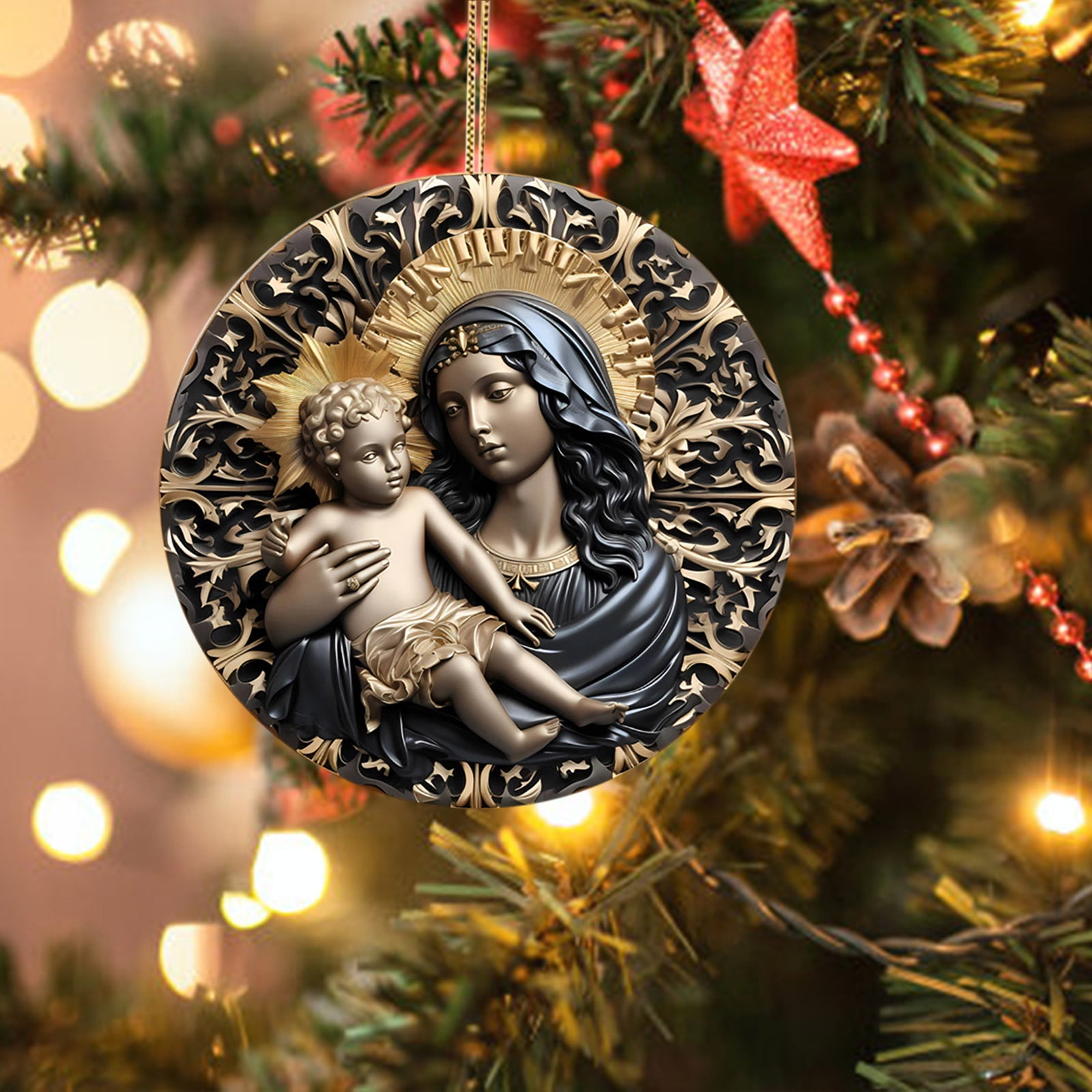 Antqov Christmas Tree Ornaments Religious Acrylic Hanging Christmas ...