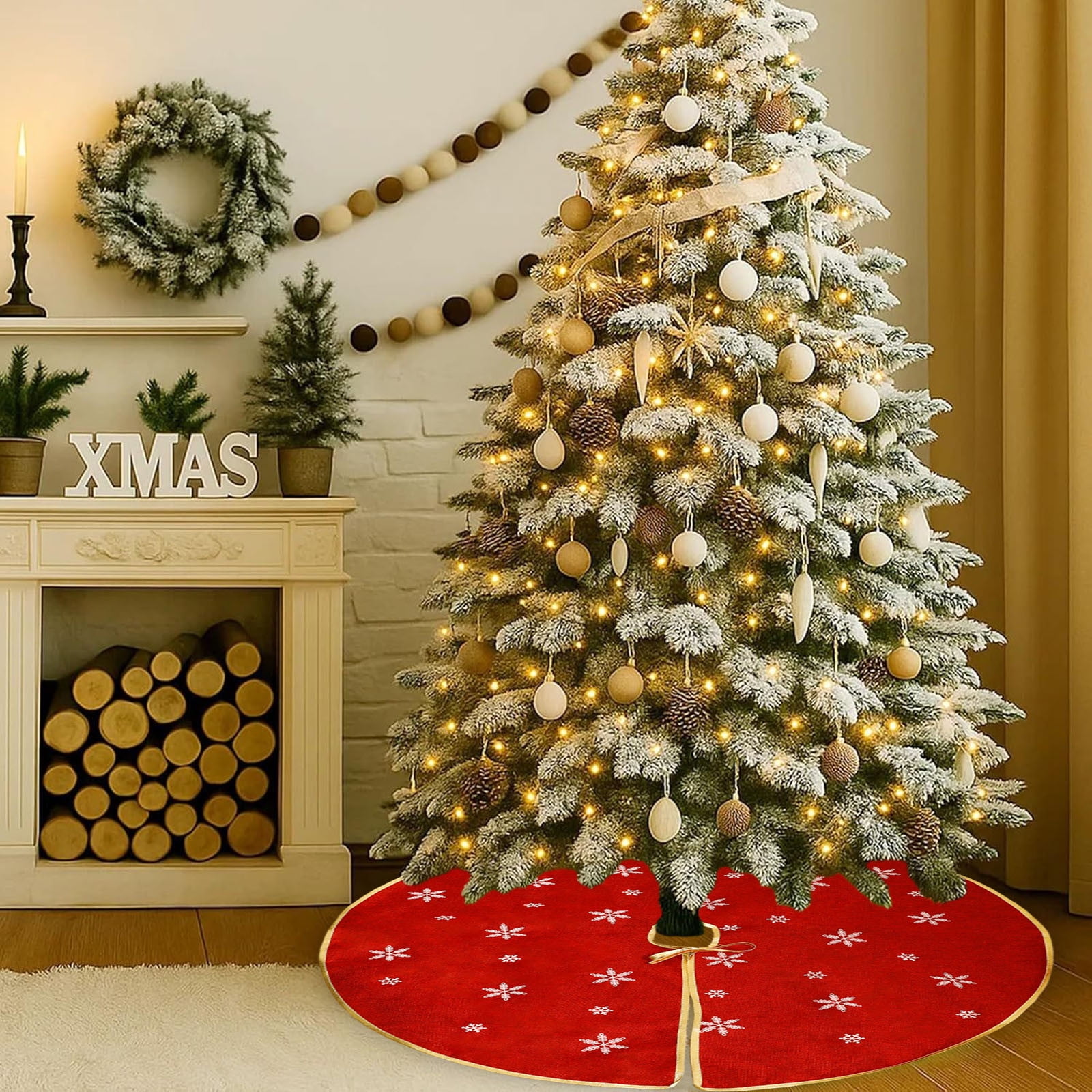 Antqov Christmas Tree Skirt Decor 47" Large Tree Skirts Festive Round ...