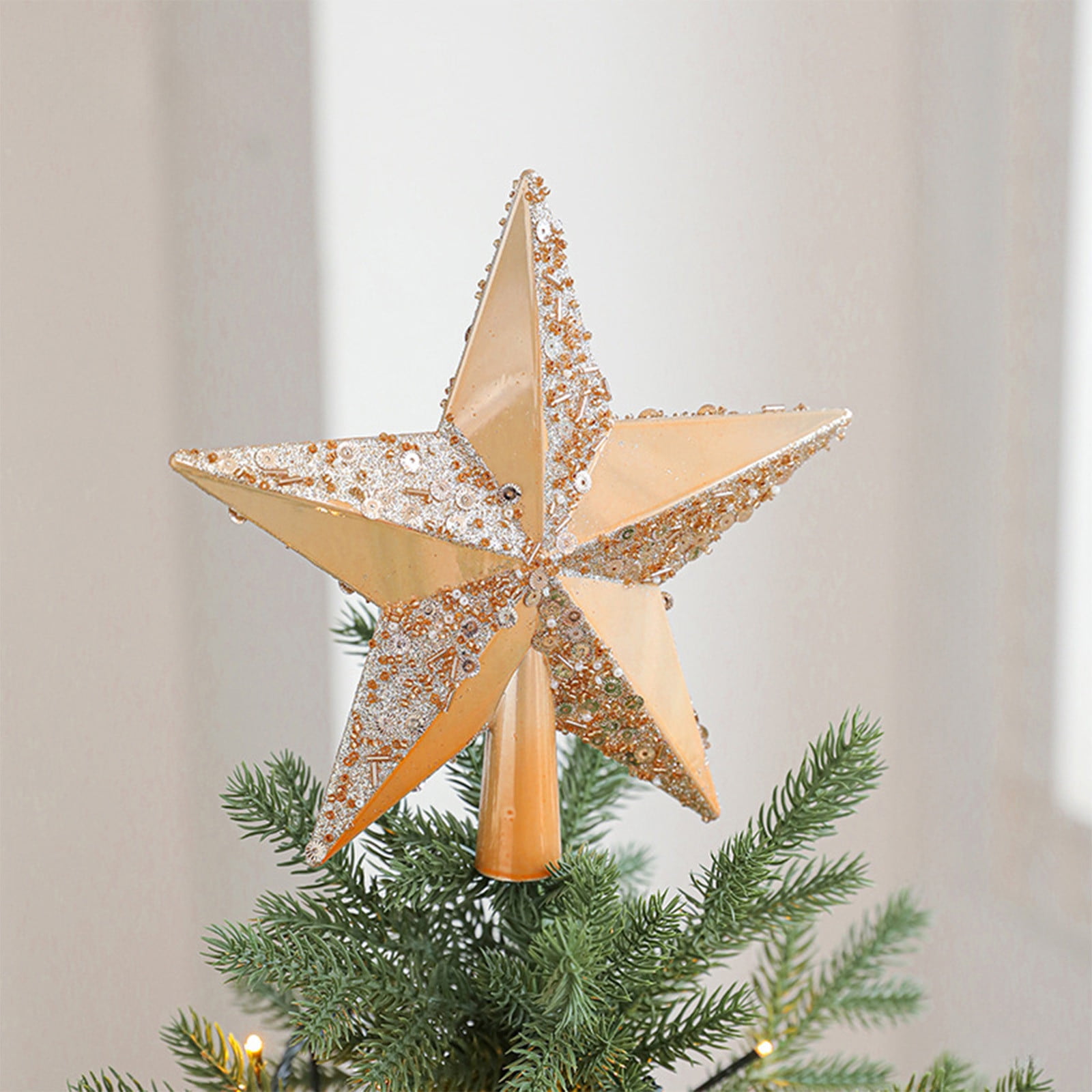 Antqov Christmas Tree Star Topper, 8" Glitter Christmas Star Tree ...