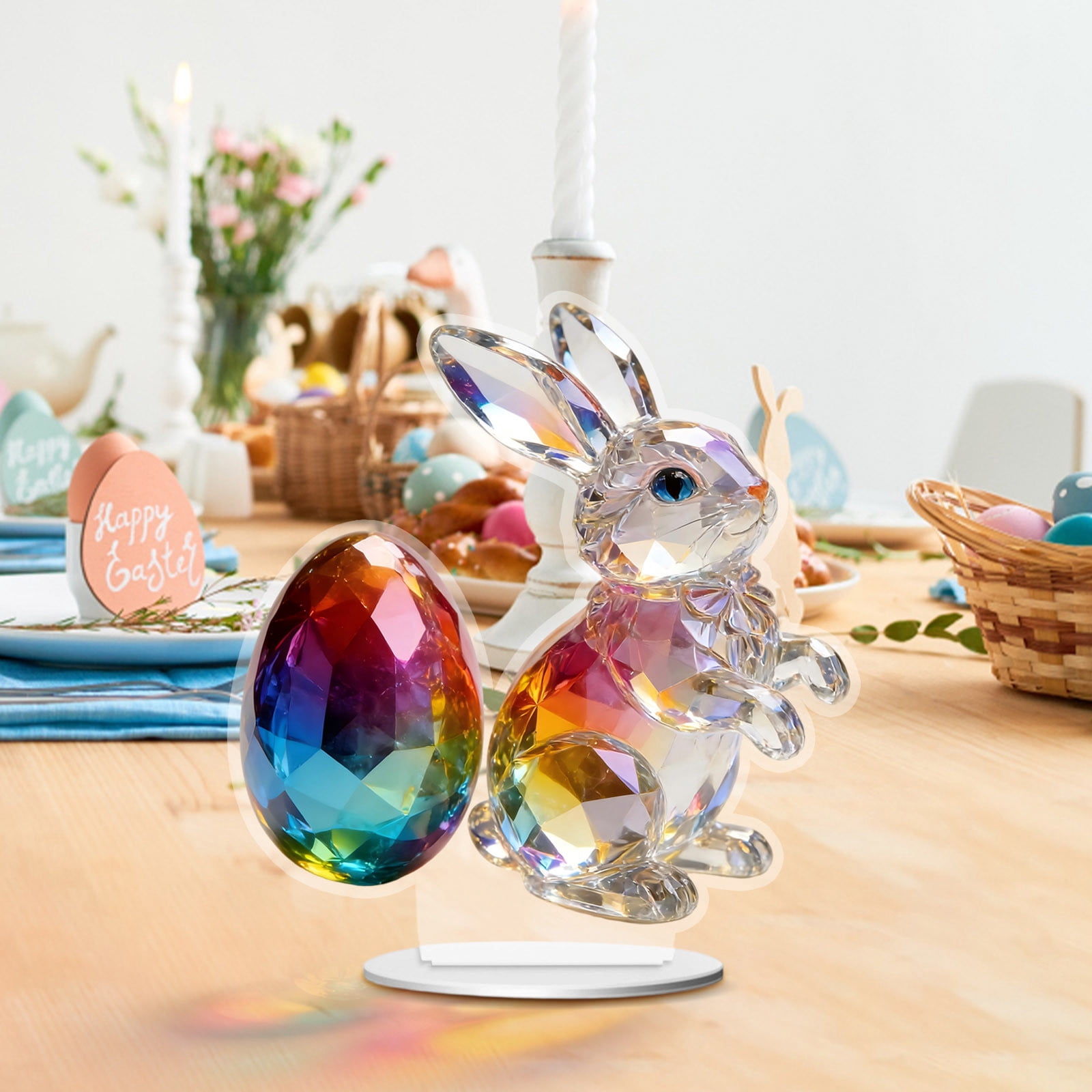 Antqov Easter Decorations, Colorful 2D Acrylic Easter Eggs Bunny ...