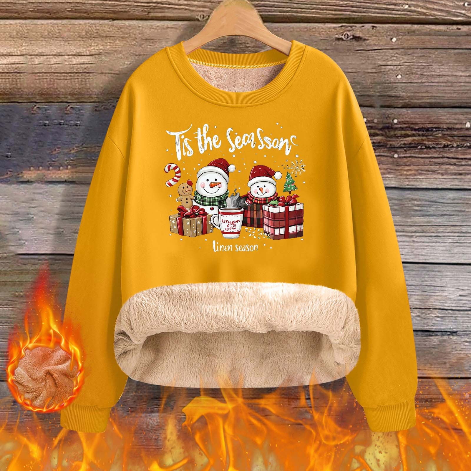 Antqov Fleece Sweatshirts for Women, Christmas Print Crewneck Pullover ...