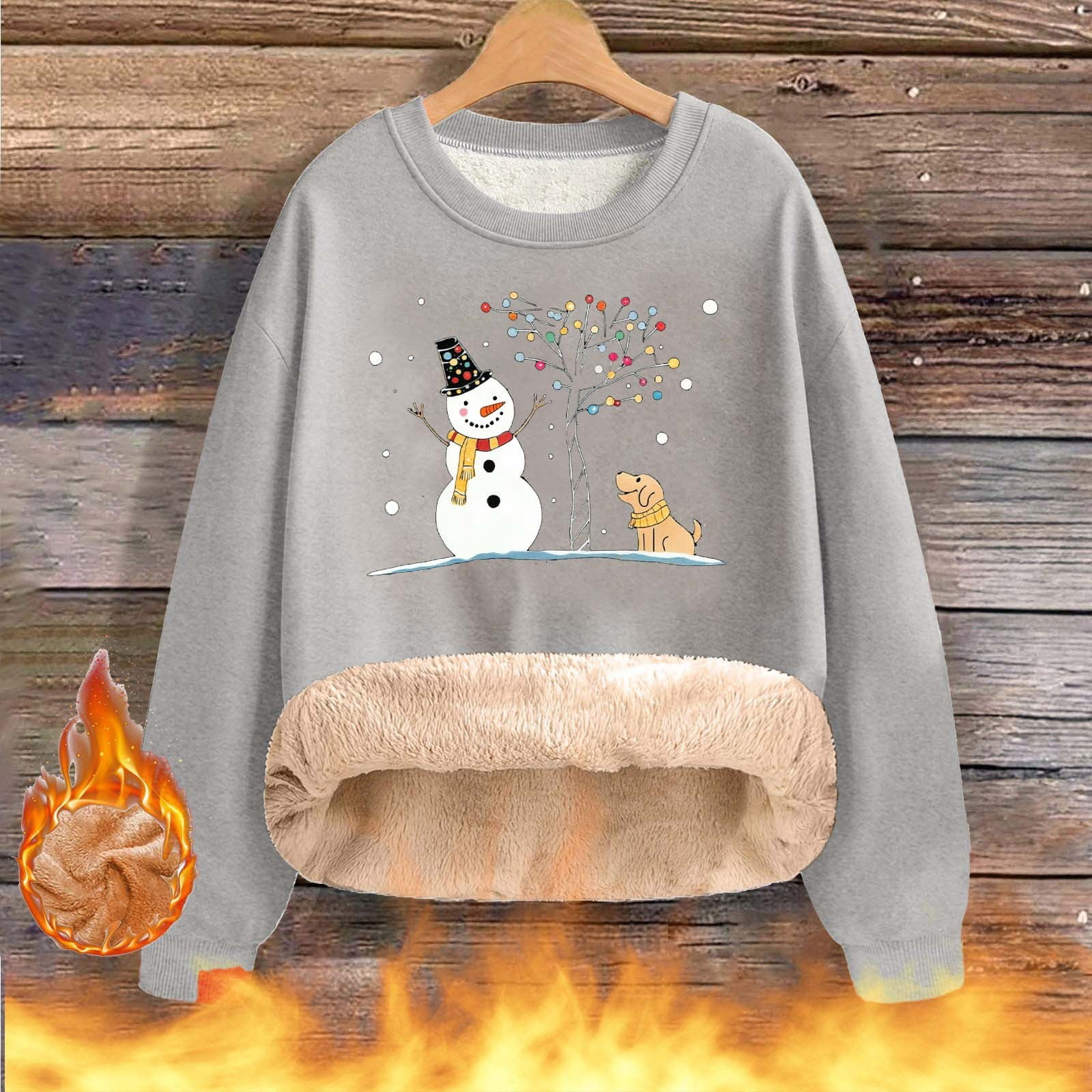 Antqov Fleece Sweatshirts for Women, Christmas Print Crewneck Pullover ...