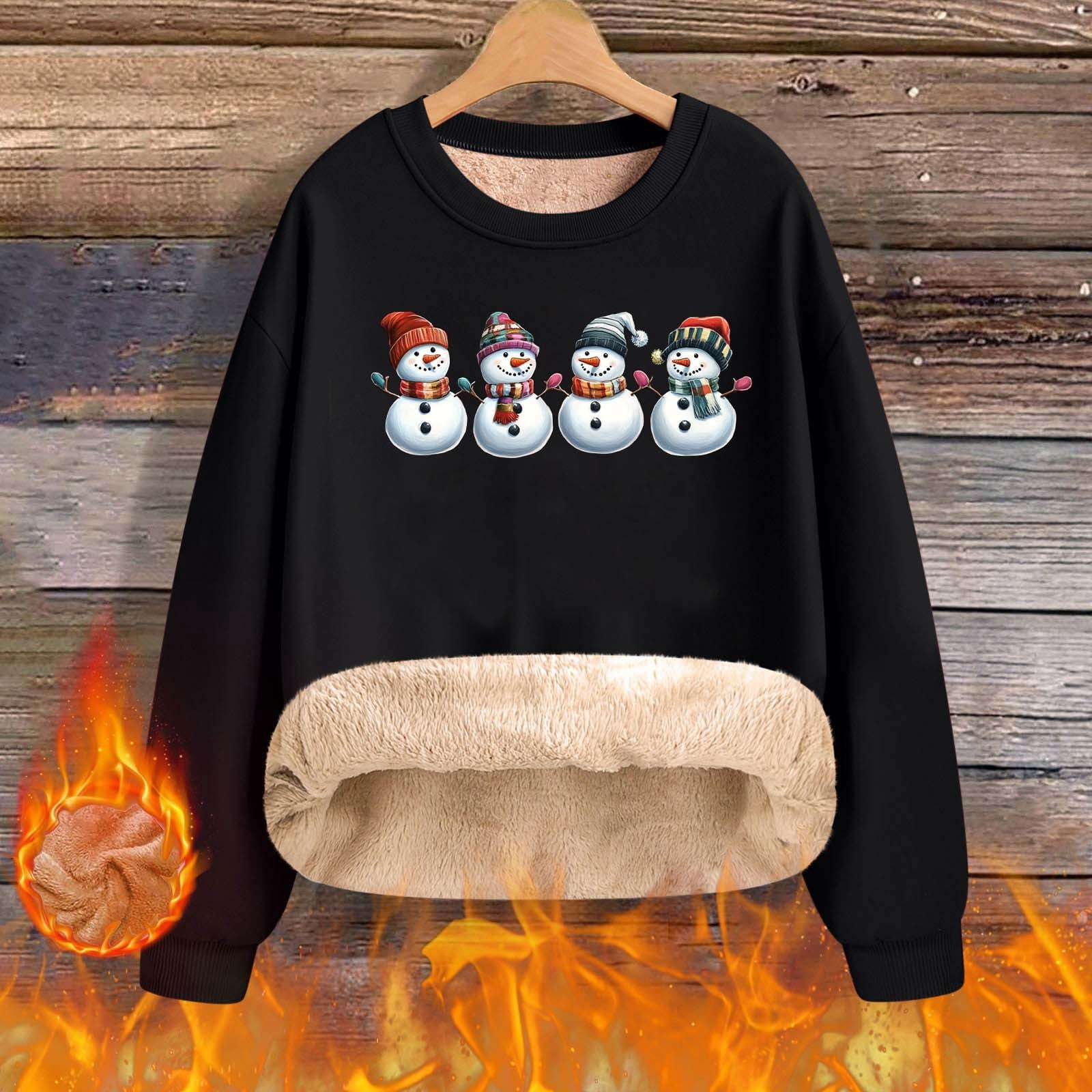 Antqov Fleece Sweatshirts for Women, Christmas Print Crewneck Pullover ...