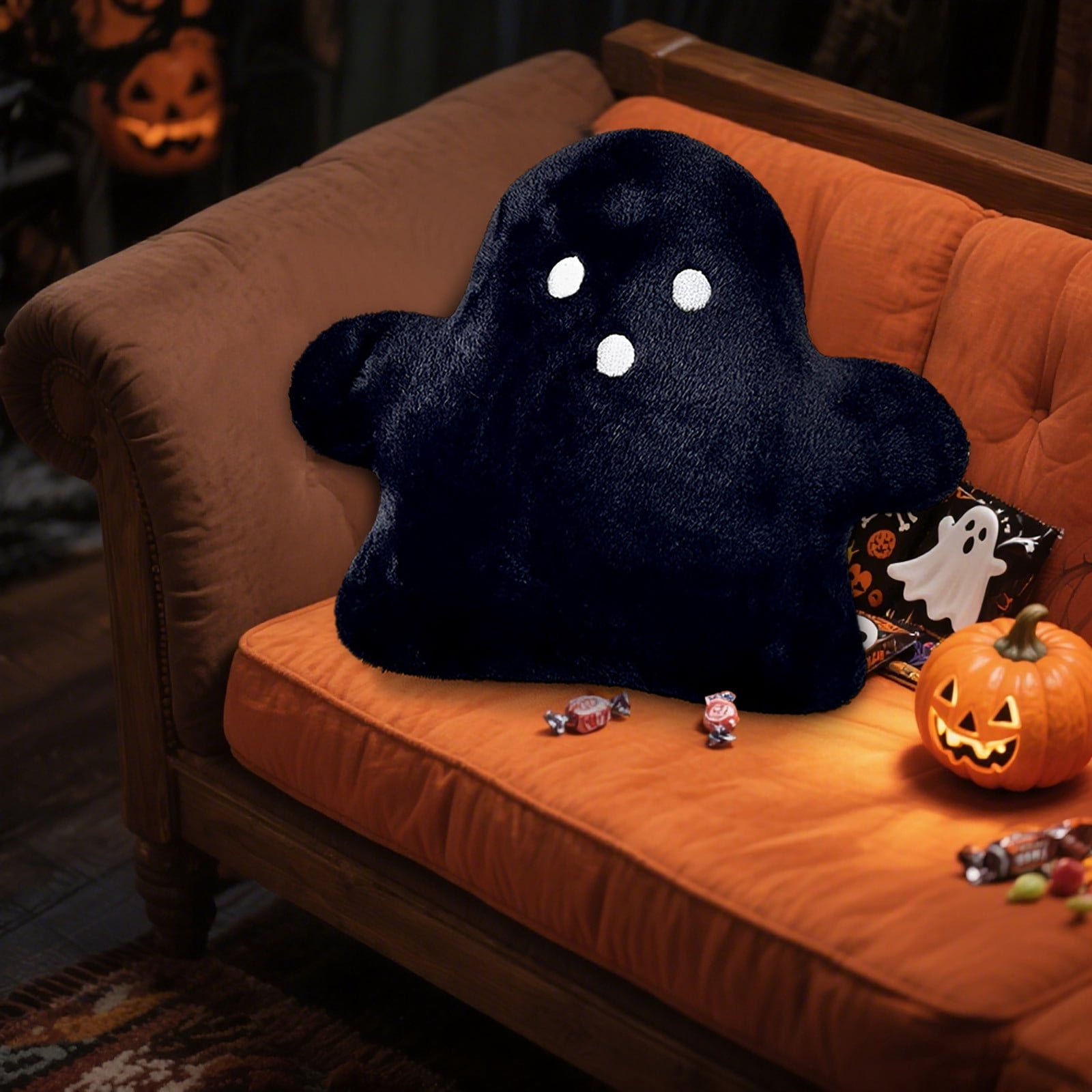 Antqov Halloween Ghost, Velvet Ghost Shaped Throw Pillow for Halloween ...