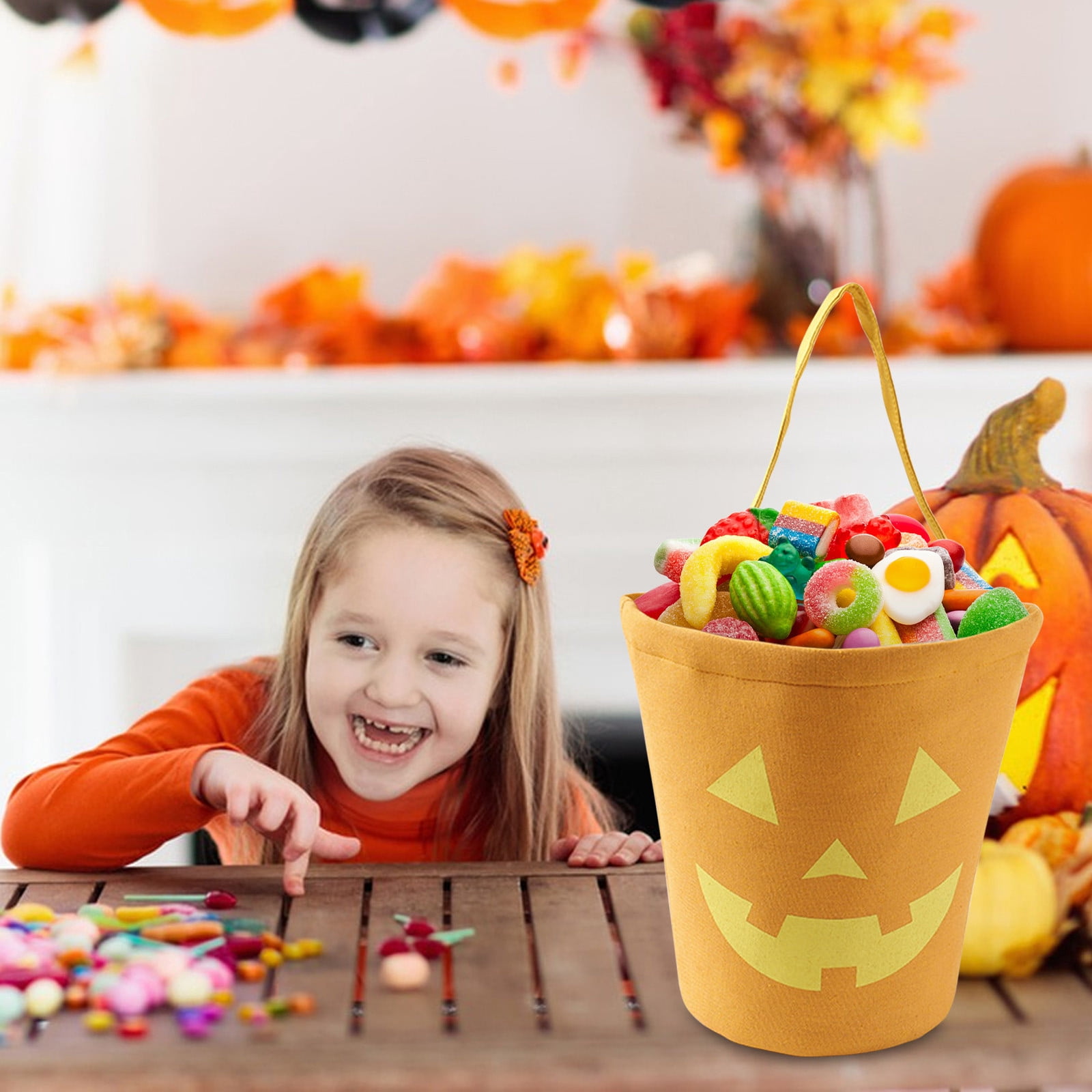 Antqov Halloween Pumpkin Bucket, Large Pumpkin Trick or Treat Candy ...
