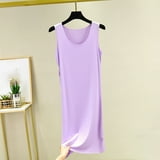 Antqov Nightgowns for Women, Fashion Sleeveless Round Neck Solid Color ...