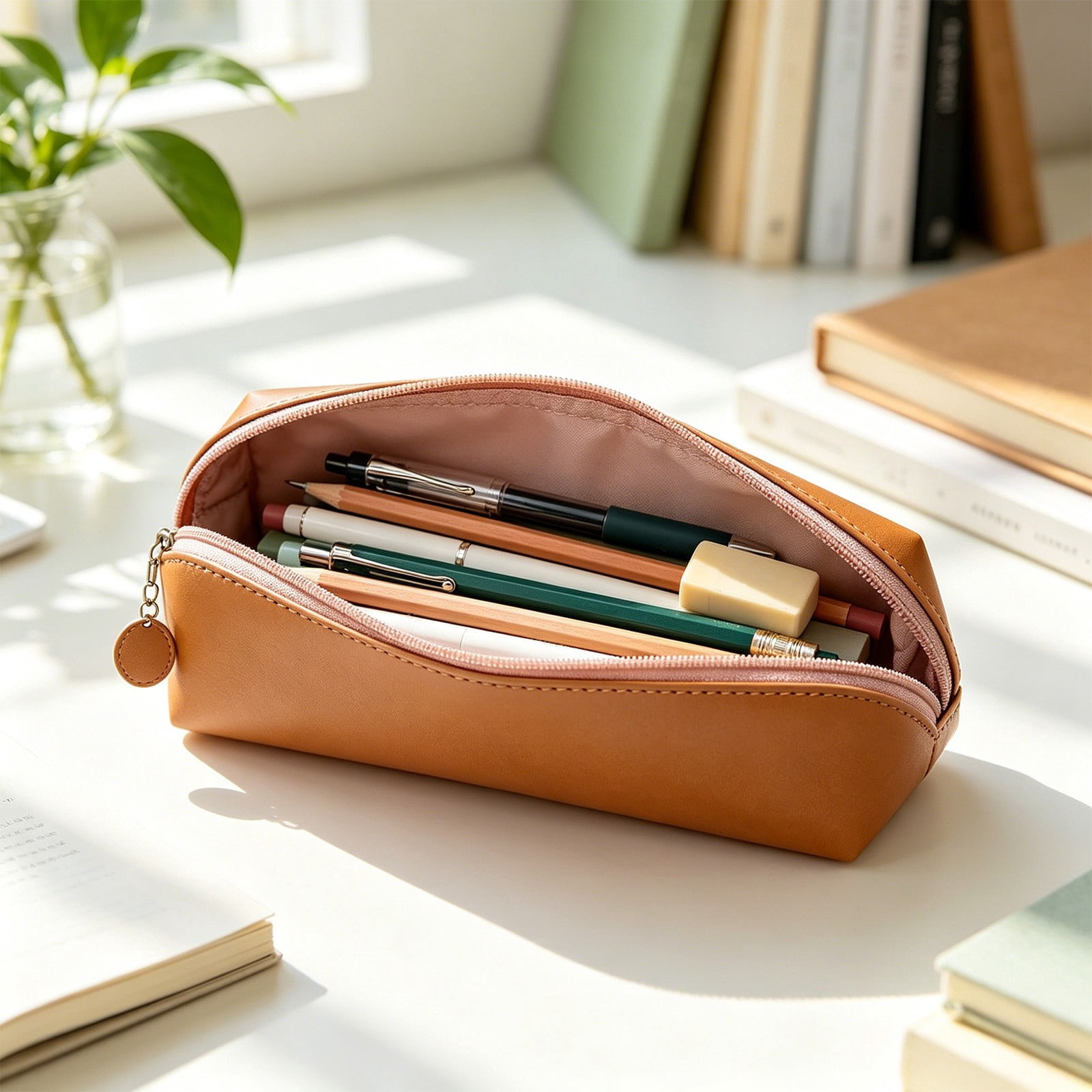 Antqov Pencil Case Waterproof Pencil Bag Small Leather Zipper Pencil ...