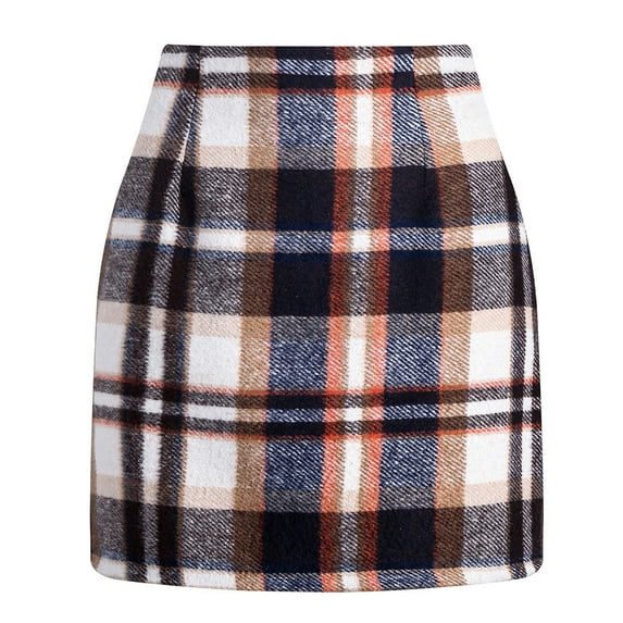 Antqov Plaid Skirts for Women, Fashionable Print High Waisted Fitted ...