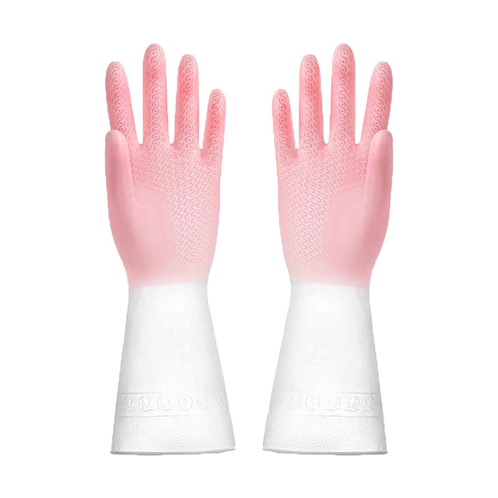 Antqov Rubber Cleaning Gloves for Dishwashing, Reusable Kitchen Gloves ...