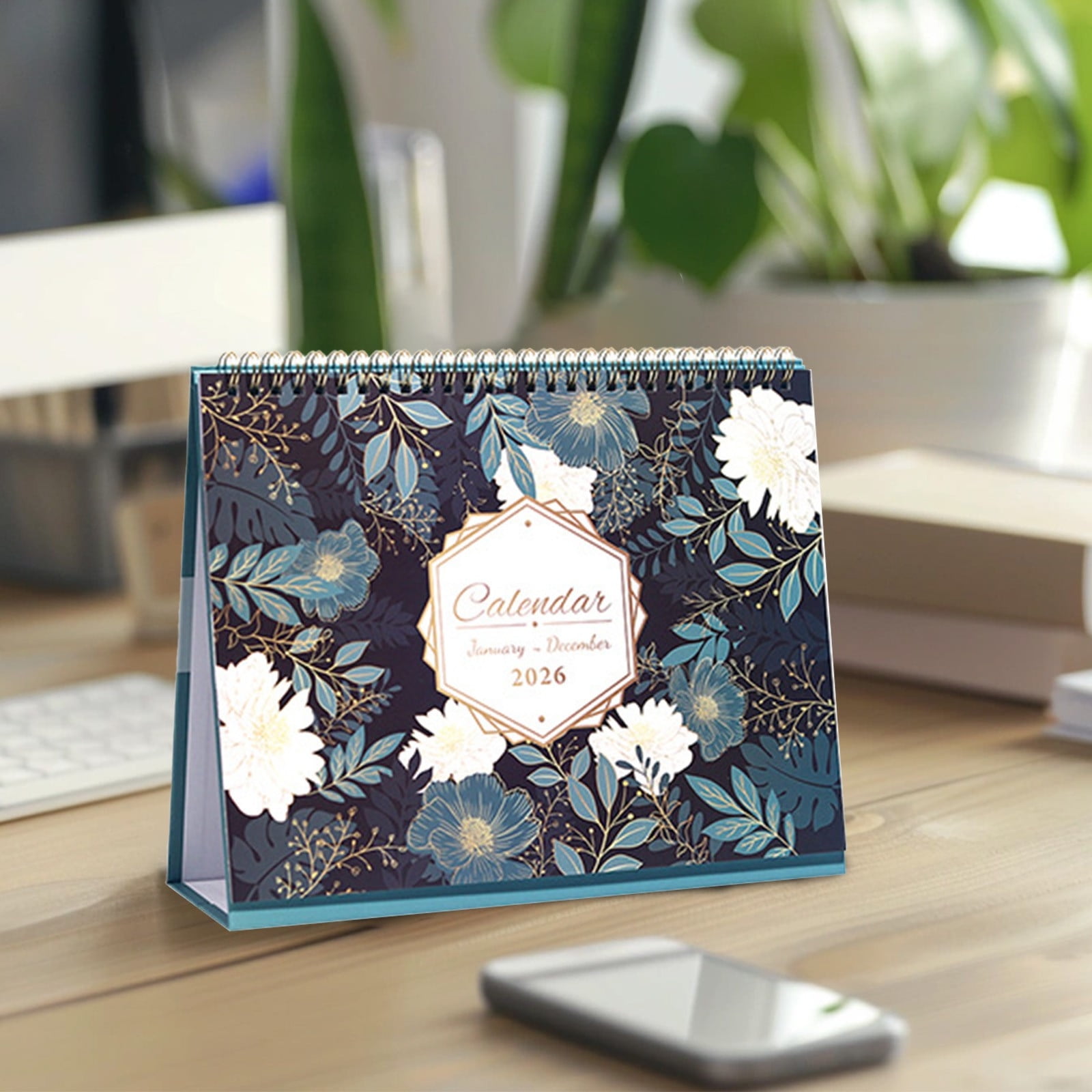 Antqov Small 2026 Desk Calendar, Standing Flip Desktop Calendar Covers ...