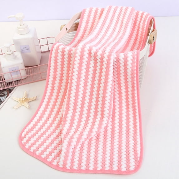 Antqov Striped Fleece Bath Towels, 14x30" Soft & Absorbent Face Towels ...