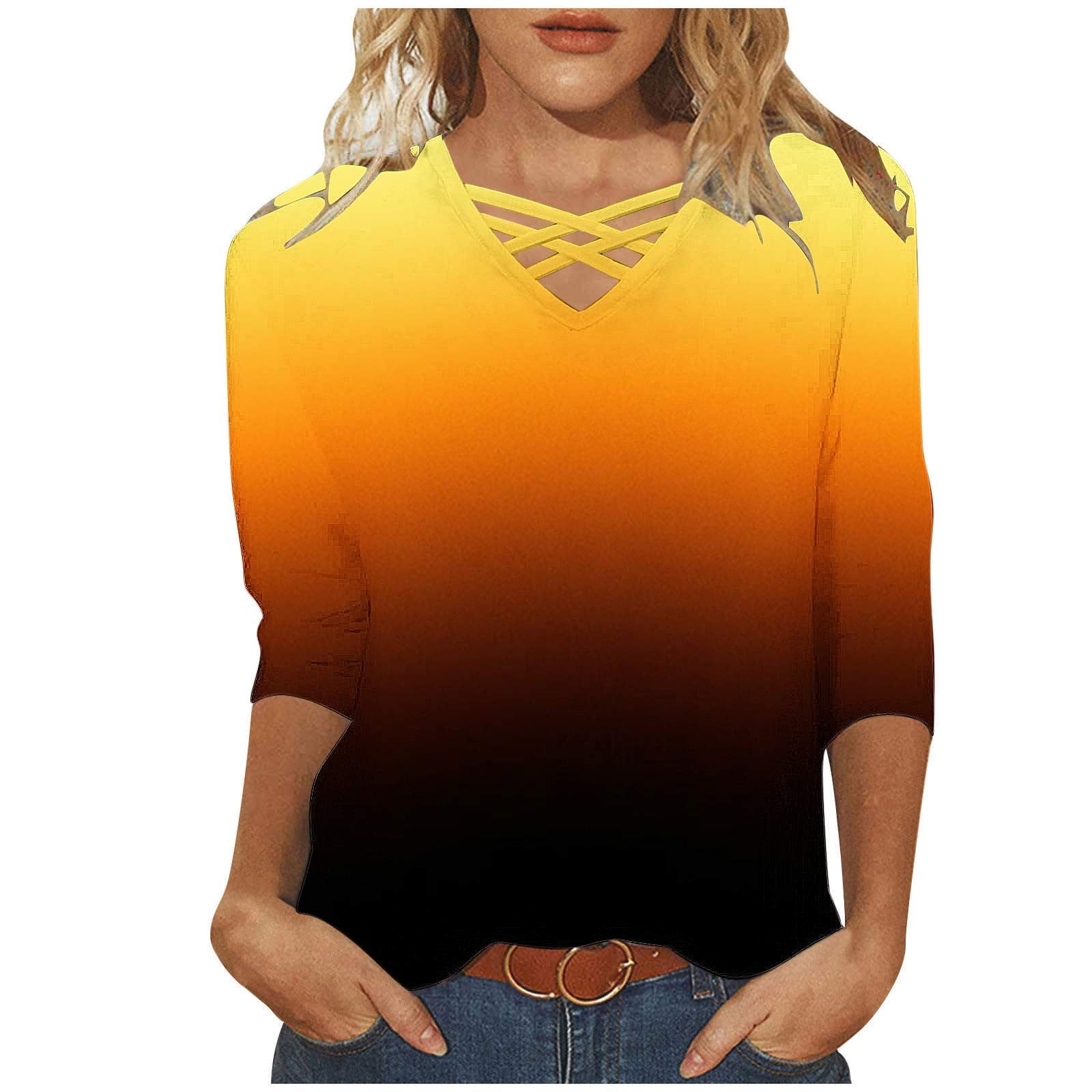 Summer Savings Clearance 2025 Antqov Summer Womens Tops 34 Length Sleeve Womens Tops Womens