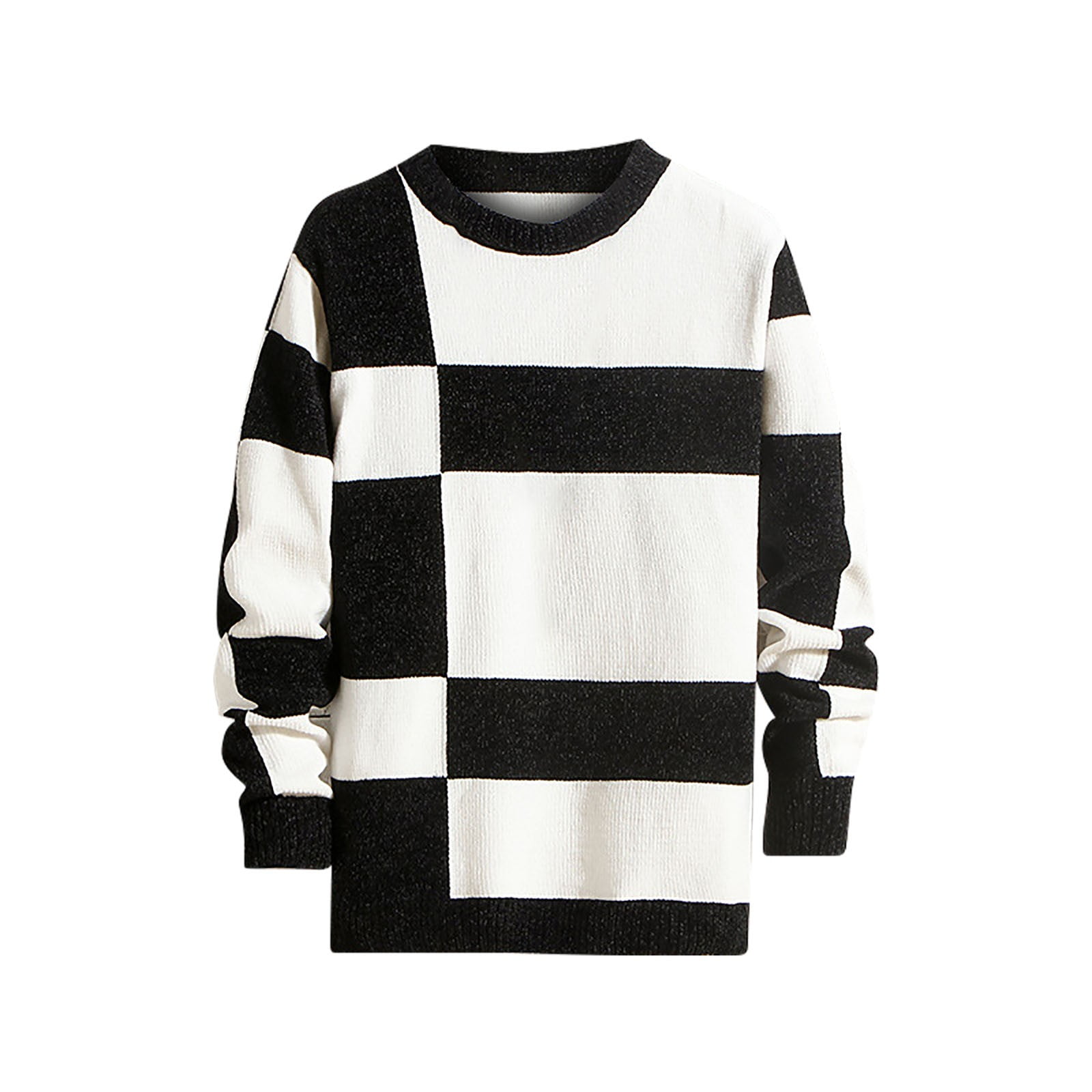 Antqov Sweaters for Men, Color Blocked Crewneck Pullover Long Sleeve ...