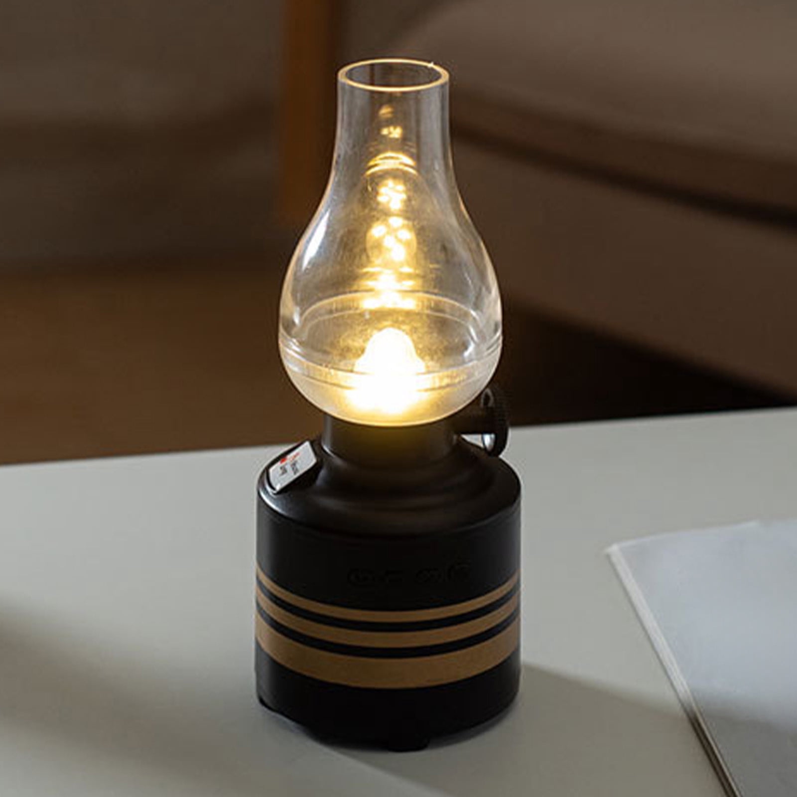 Antqov Table Lamp, Vintage Battery Operated Oil Lamp Lantern Kerosenes ...