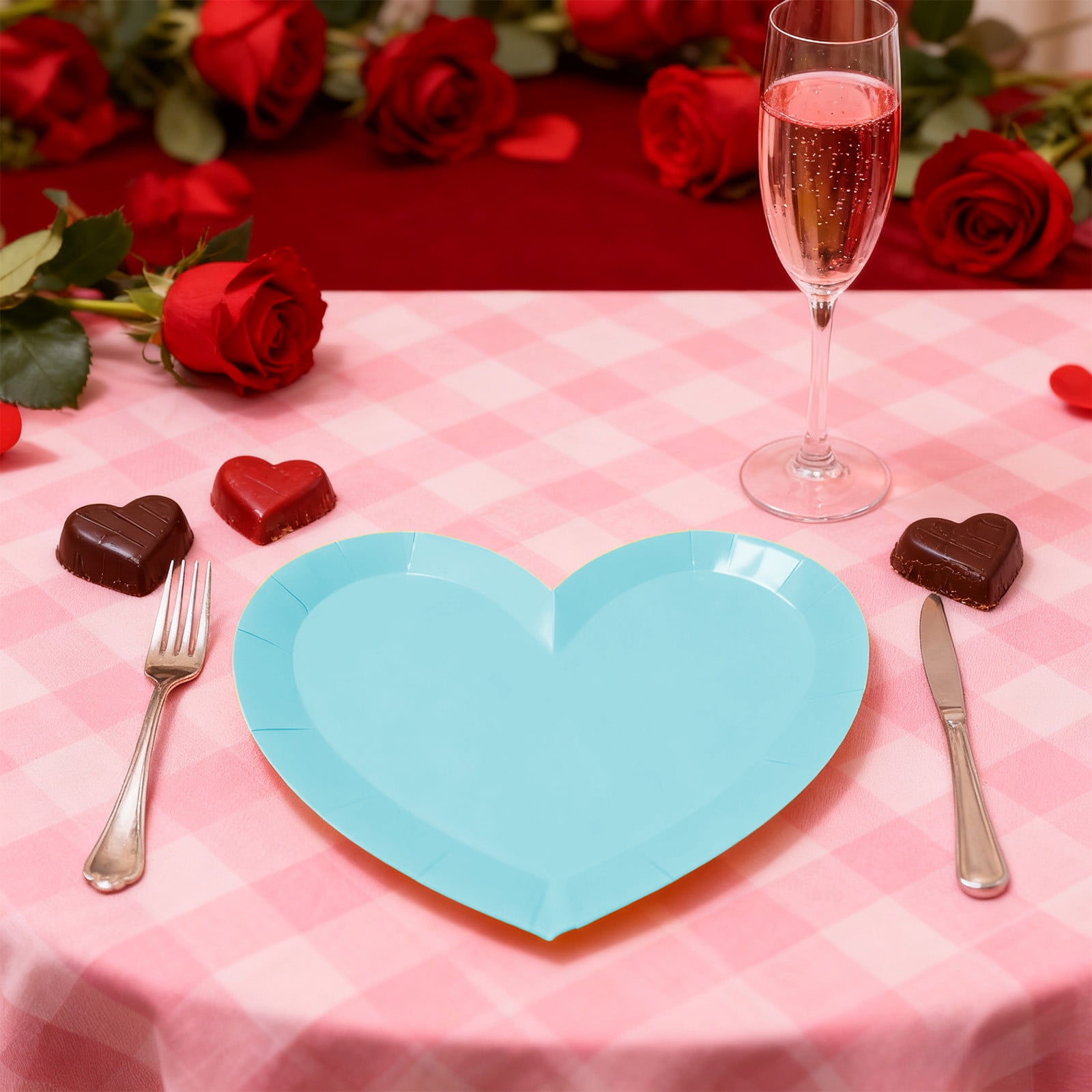Antqov Valentines Plates 9" Heart Shaped Disposable Plates Paper ...