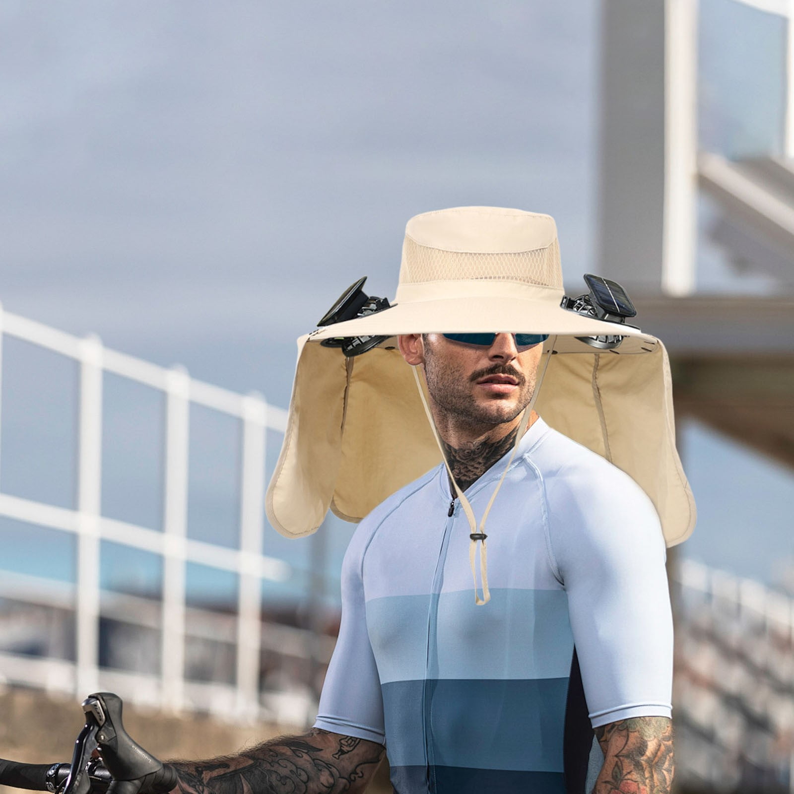 Antqov Wide Brims Solar Fan Hat, Removable USB Charging Fan Fishing ...