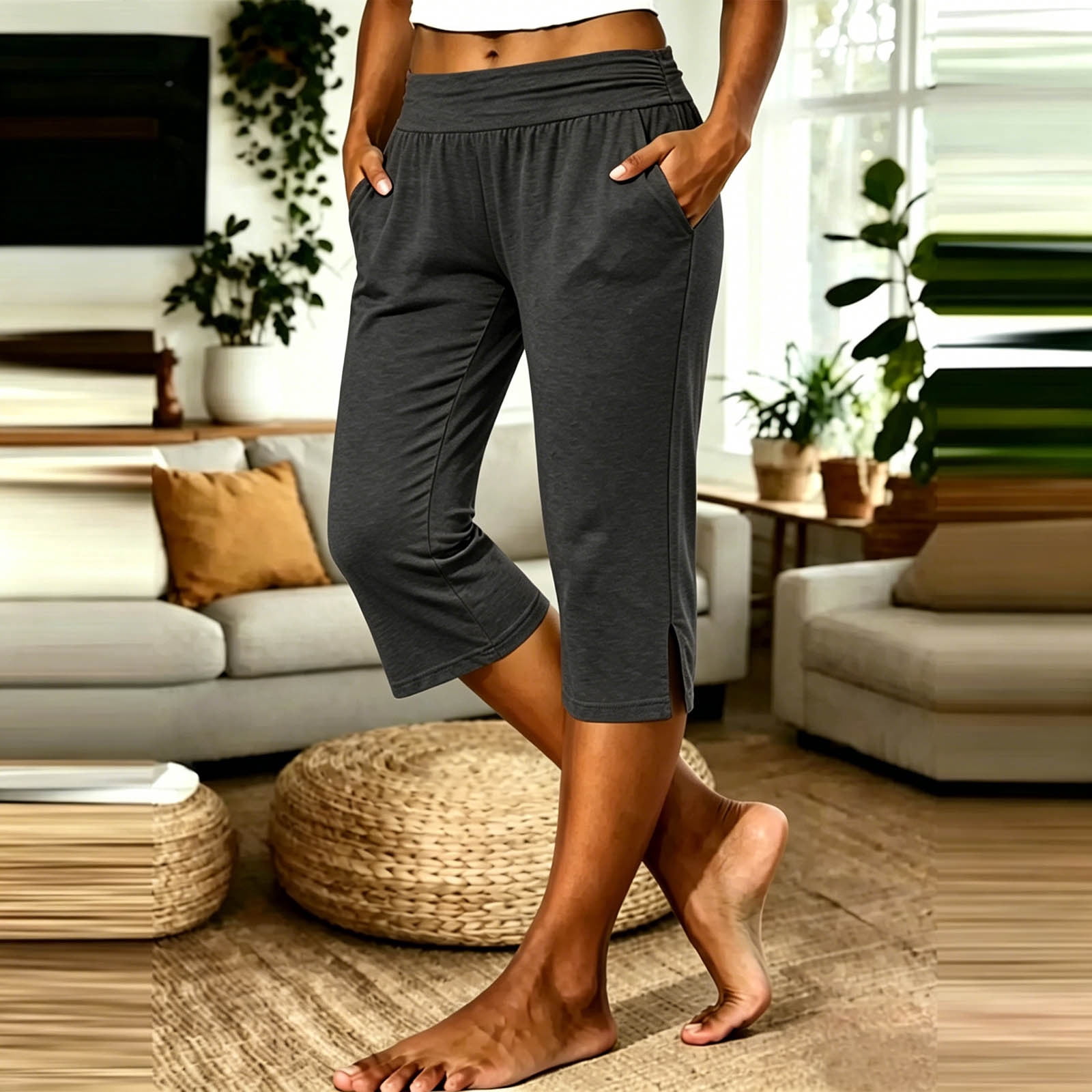 Antqov Womens Capri Pants 2026 High Waisted Loose Fit Capris Fashion ...