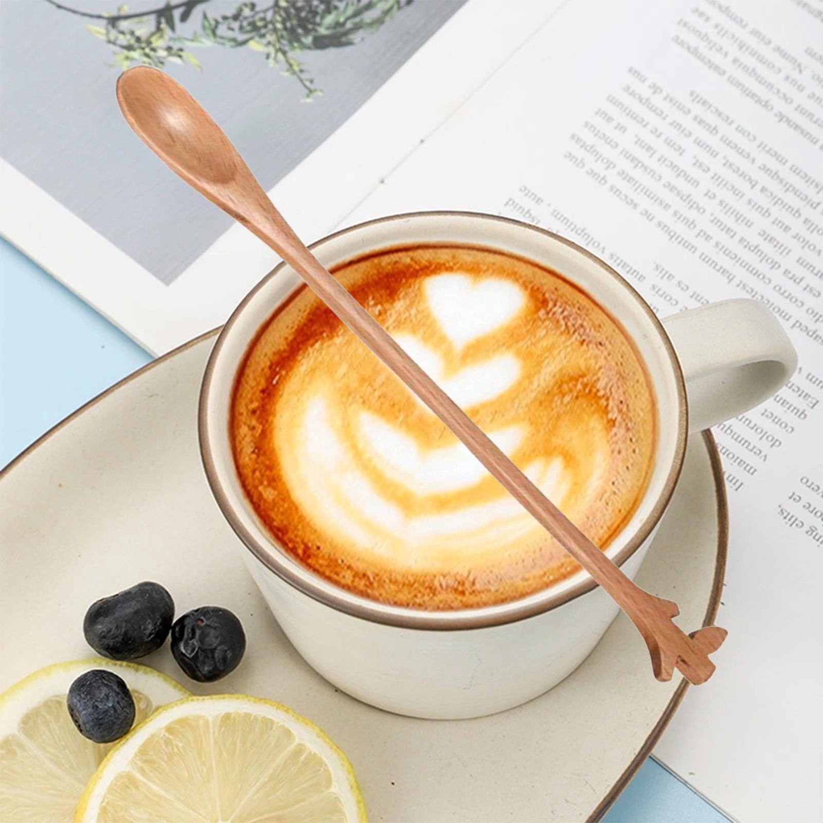 Antqov Wooden Spoons, Long Handle Small Wooden Mixing Spoons Handmade ...