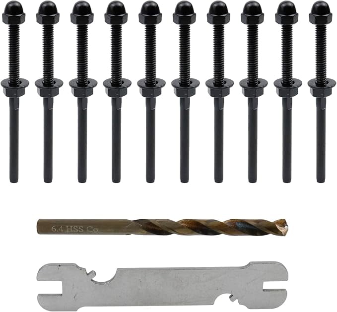 Antrader Black Cable Railing Kit Hand Swage Threaded Stud Tensioner for ...