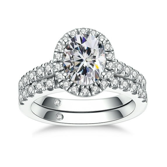 AnuClub 3.17 Carat Moissanite Engagement Rings Set D Color VVS1 14K ...