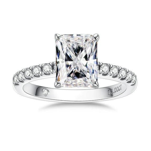 AnuClub 3 Carat Radiant Cut Moissanite Engagement Ring for Women,D color VVS1 18K White Gold ...