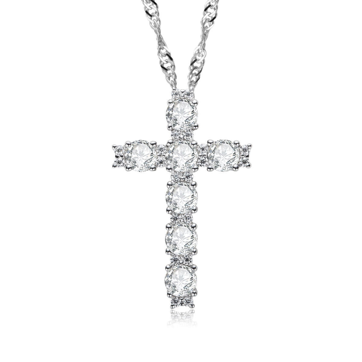 AnuClub Moissanite Cross Necklace 2.26cttw Round Cut D Color VVS1 Round ...