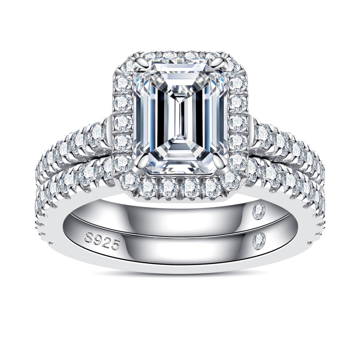 AnuClub Radiant Cut Moissanite Wedding Rings Sets 4.266cttw(3CT Center ...