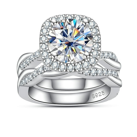AnuClub Round Cut Moissanite Wedding Rings Sets 3.588cctw Infinity ...