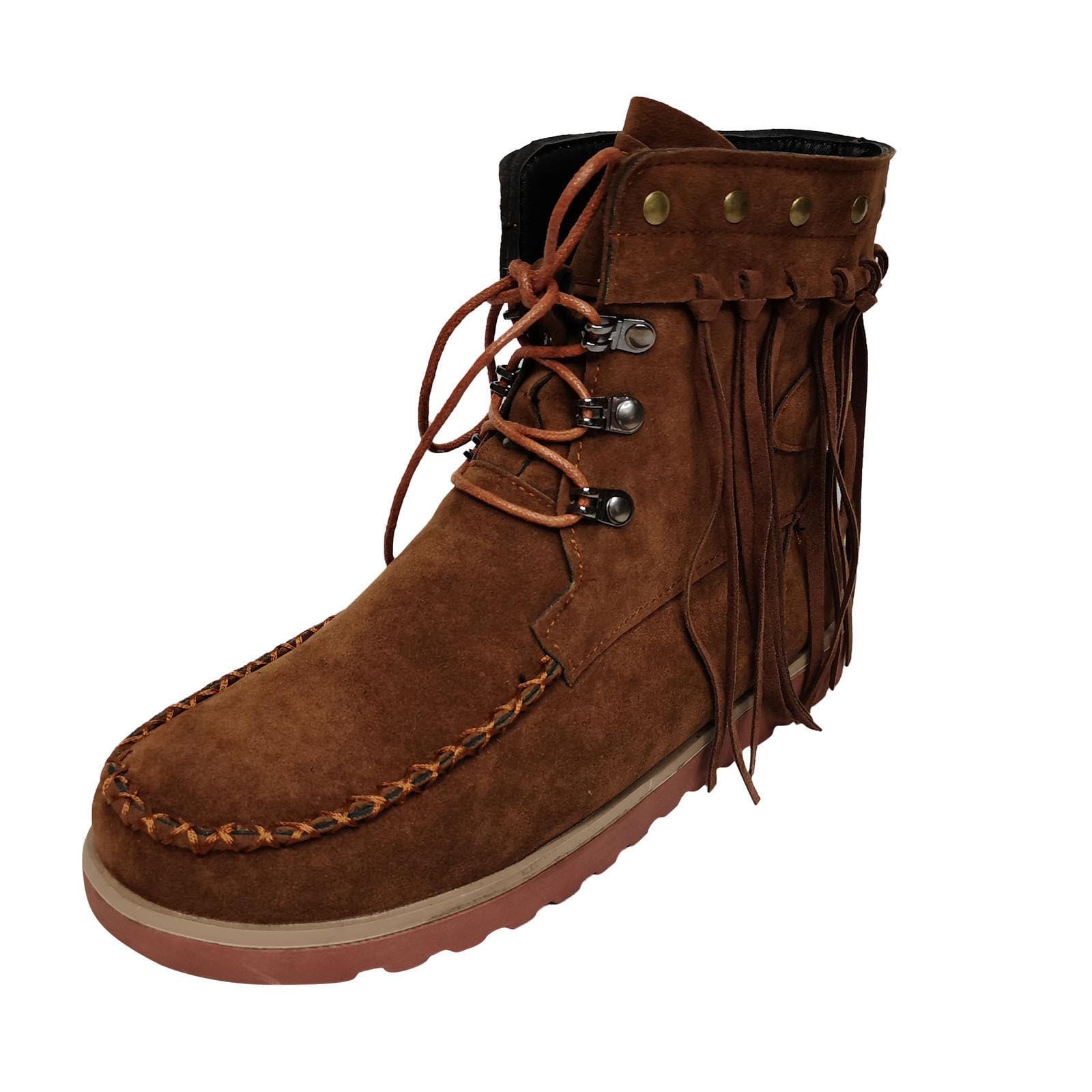 AnuYalue 2025 Tassel Flat Ankle Boots for Womens Suede Fringed Boot ...