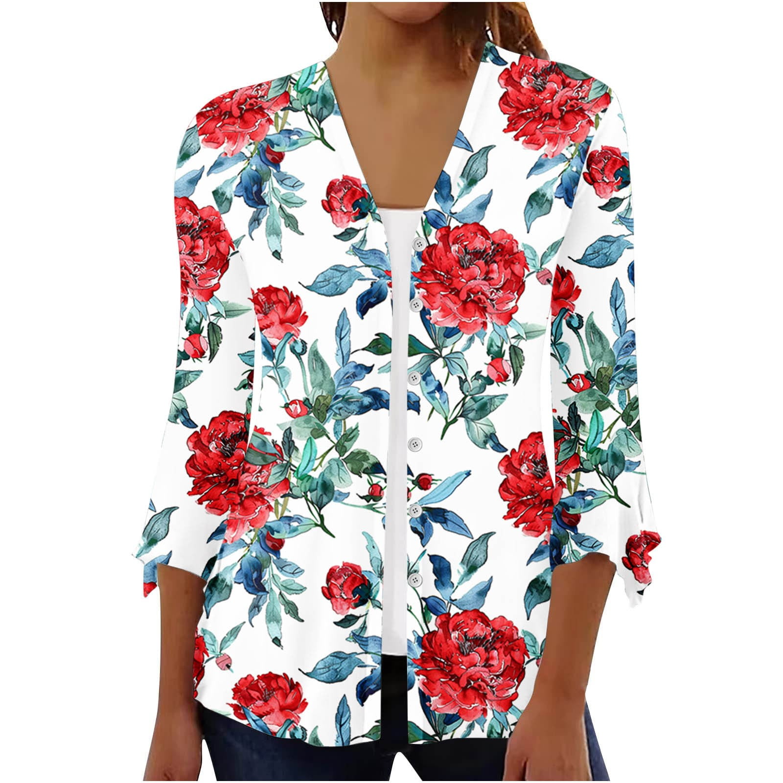 Anuyalue 34 Puff Sleeve Cardigans For Women Casual Lightweight Button Down Open Front Top