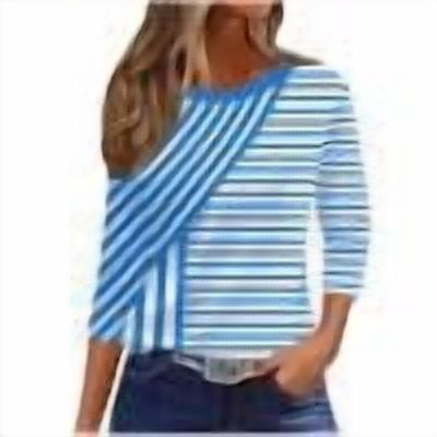 AnuYalue 3/4 Sleeve Striped Blouse for Women Dressy Crew Neck Color ...