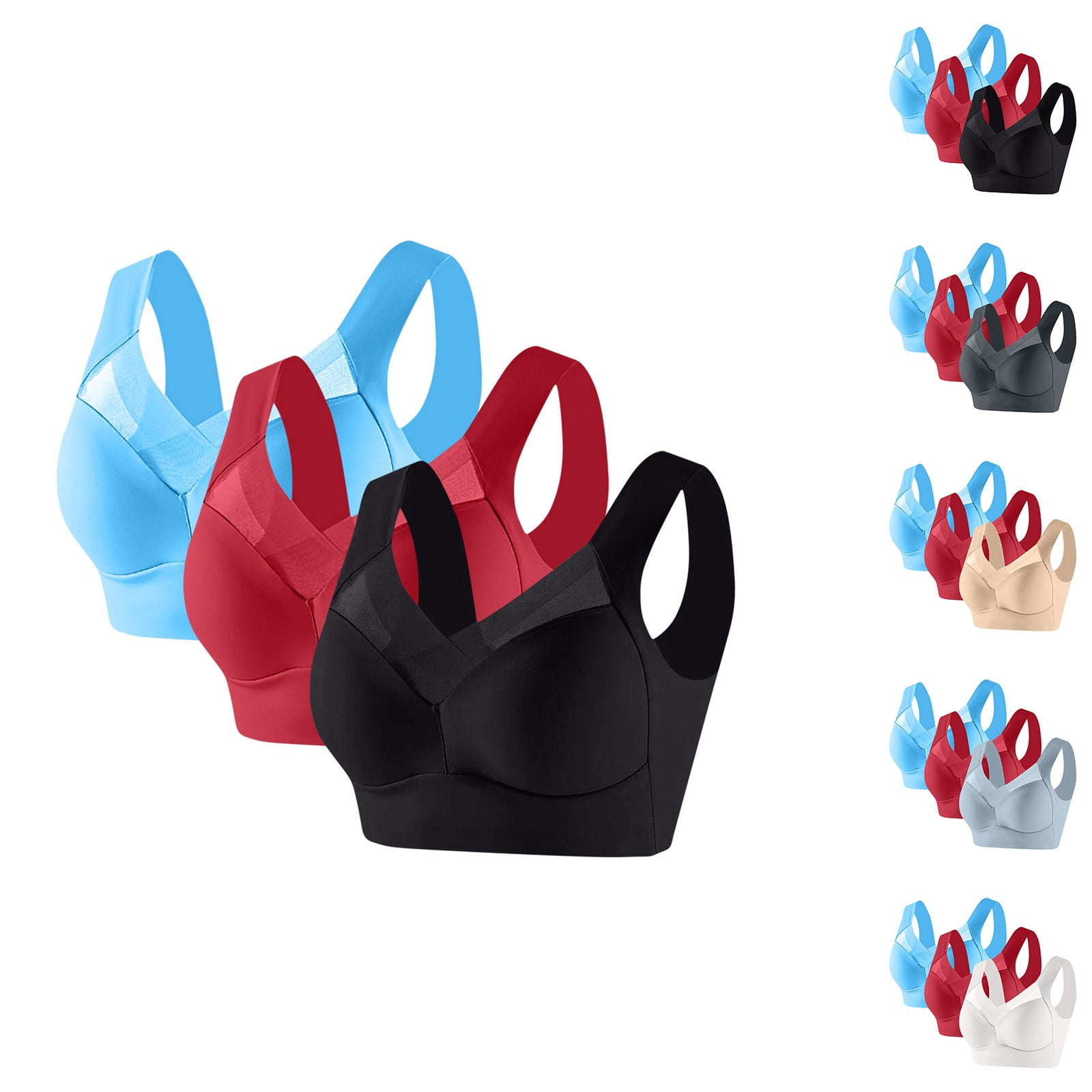 AnuYalue 3PC Plus Size Bra for Women Seamless Push Up Wireless Bras ...