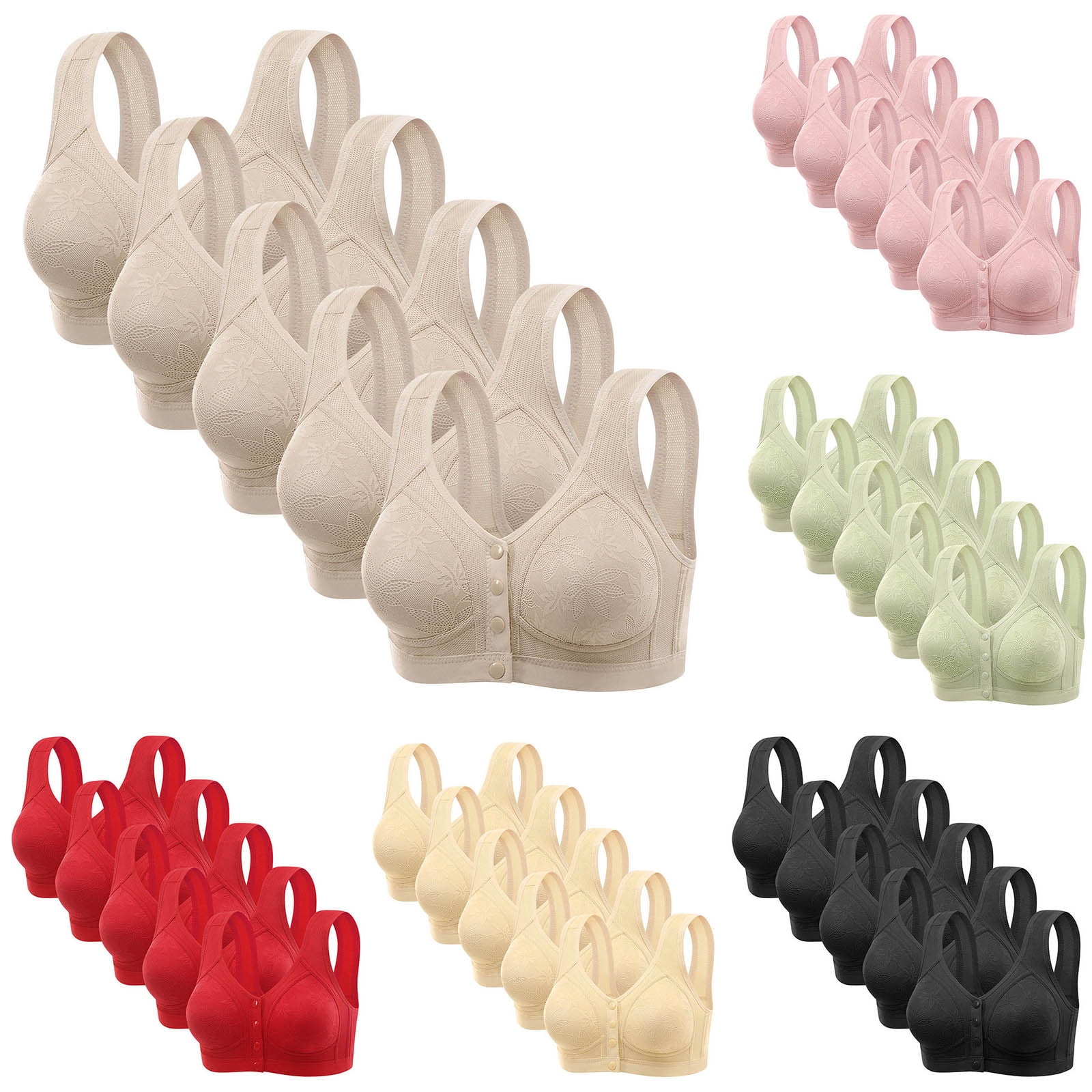 AnuYalue 5PC Bras for Women Front Closure No Underwire Bralette Sports ...