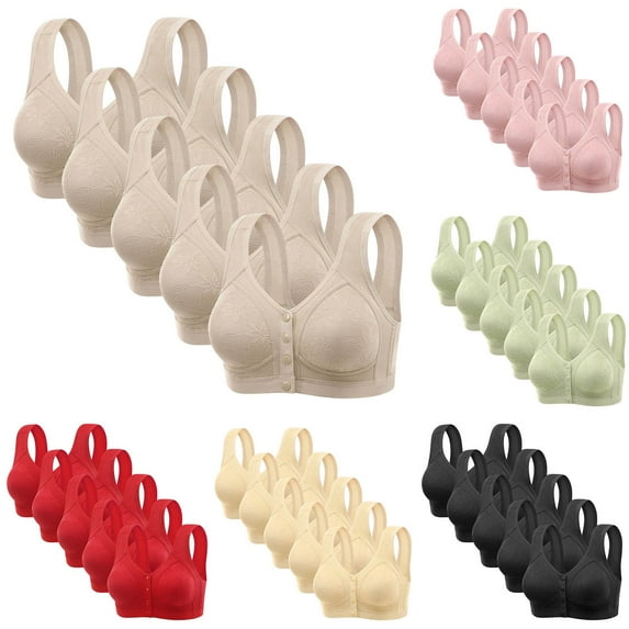 AnuYalue 5PC Bras for Women Front Closure No Underwire Bralette Sports ...