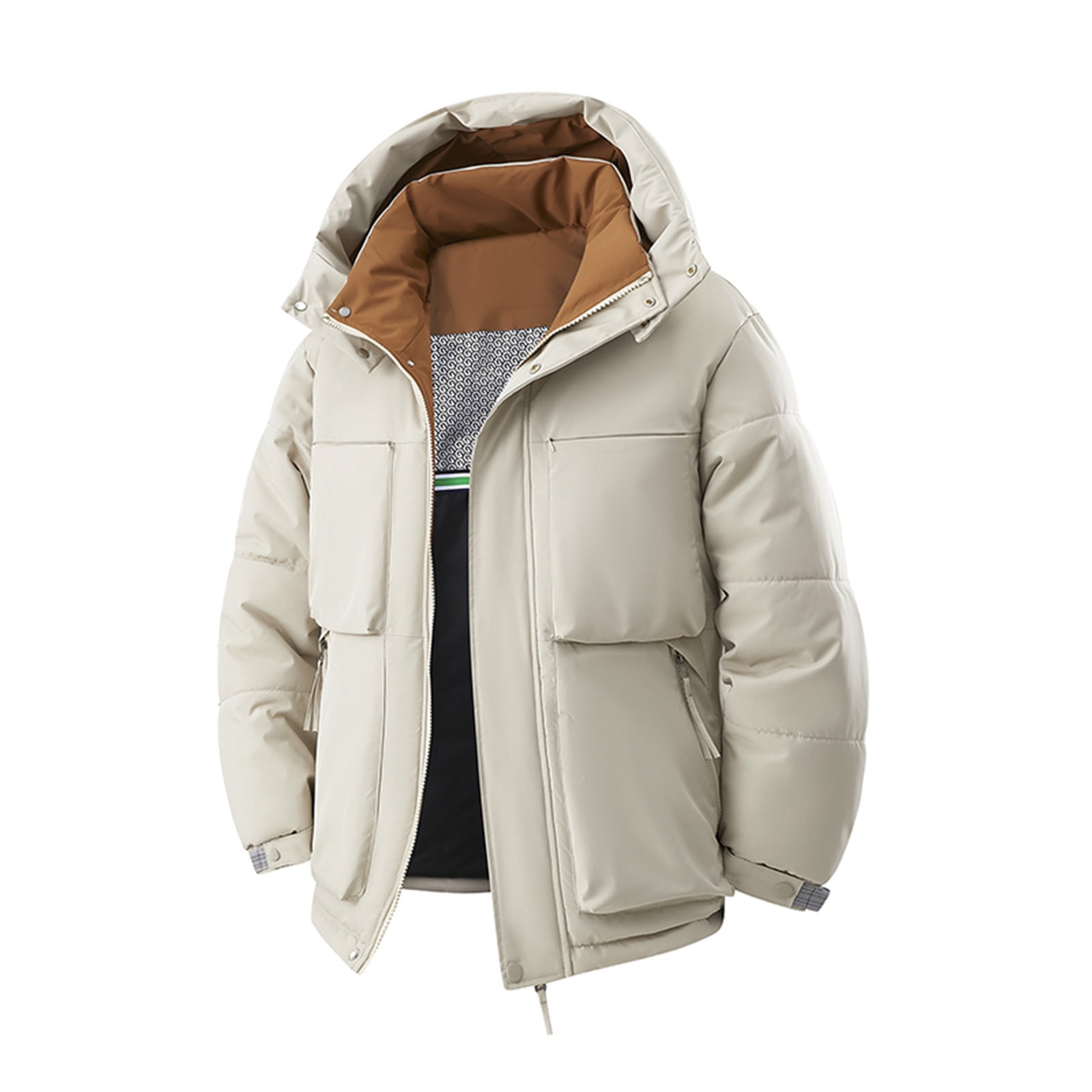 AnuYalue Big and Tall Coats for Men Winter Warm Hooded Padded Jacket ...