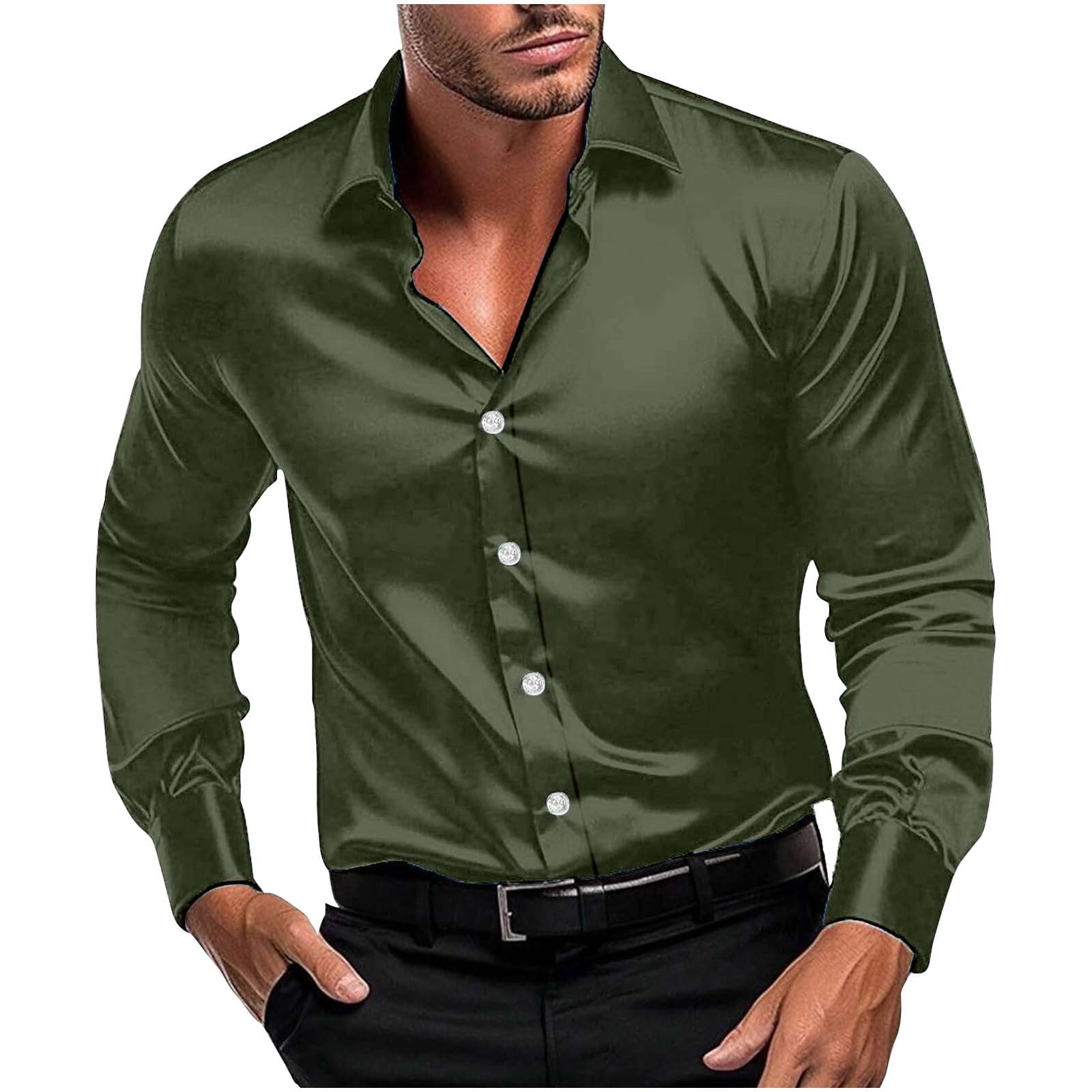 AnuYalue Big and Tall Dress Shirts for Men Lightweight Lapel Tops Long ...