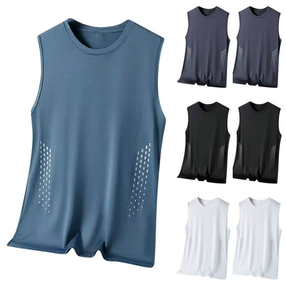 AnuYalue Big and Tall Tank Tops Mens Swim Sleeveless Running Shirt Crew ...