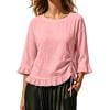 AnuYalue Blouse for Women Round Neck Side Drawstring Ruched Shirt ...