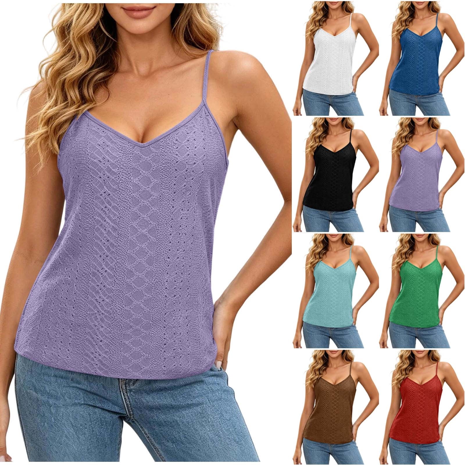 AnuYalue Camisole for Women Tredny V Neck Spaghetti Strap Tank Tops ...