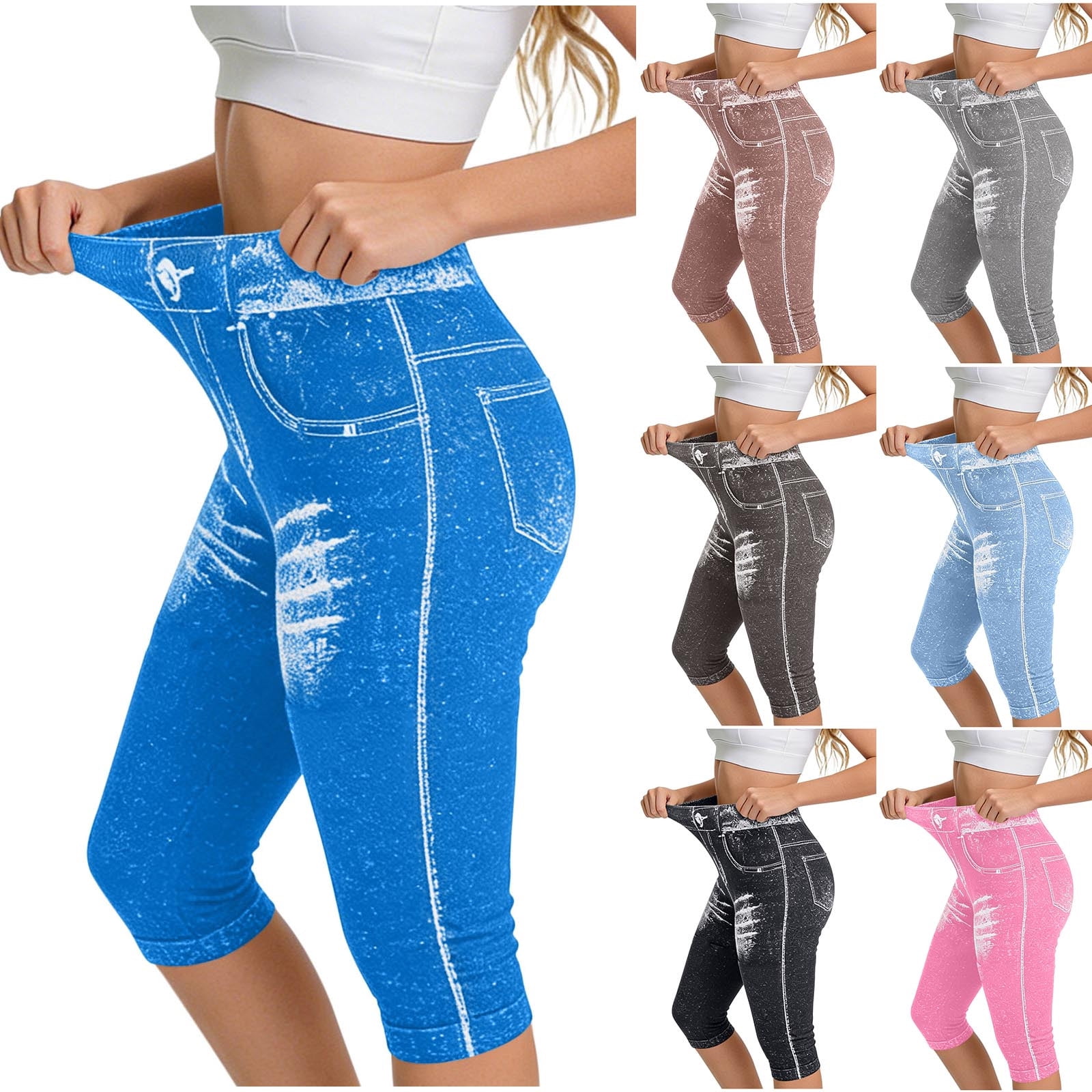 AnuYalue Capri Pants for Women Stretchy High Waisted Capris Leggings ...