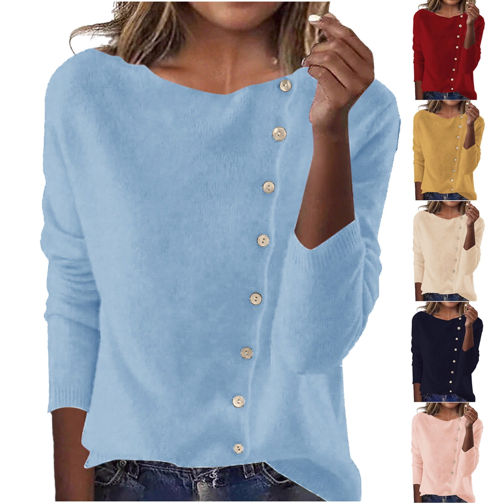 AnuYalue Cardigan Sweaters for Women Long Sleeve Button Down Tops Soft ...