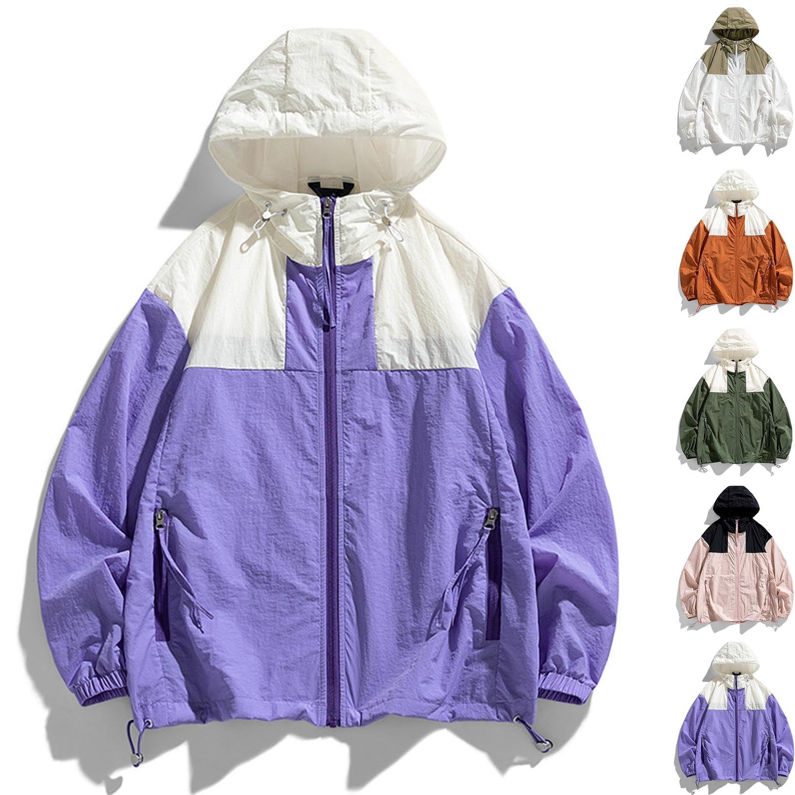 AnuYalue Color Block Jackets for Men Women Outdoor Hiking Sun ...