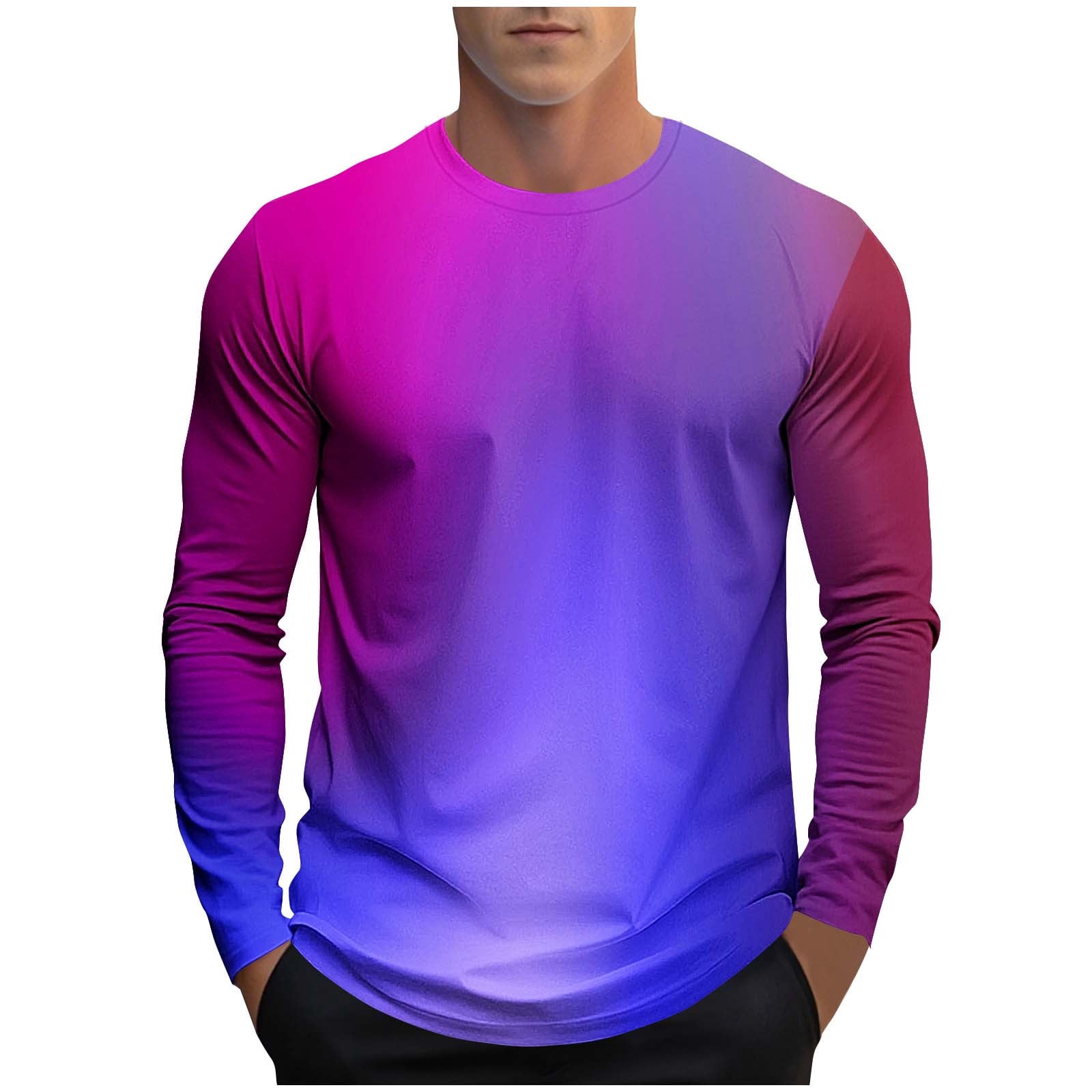 AnuYalue Gradient Color Tshirt for Men Big and Tall Crew Neck T-Shirt ...